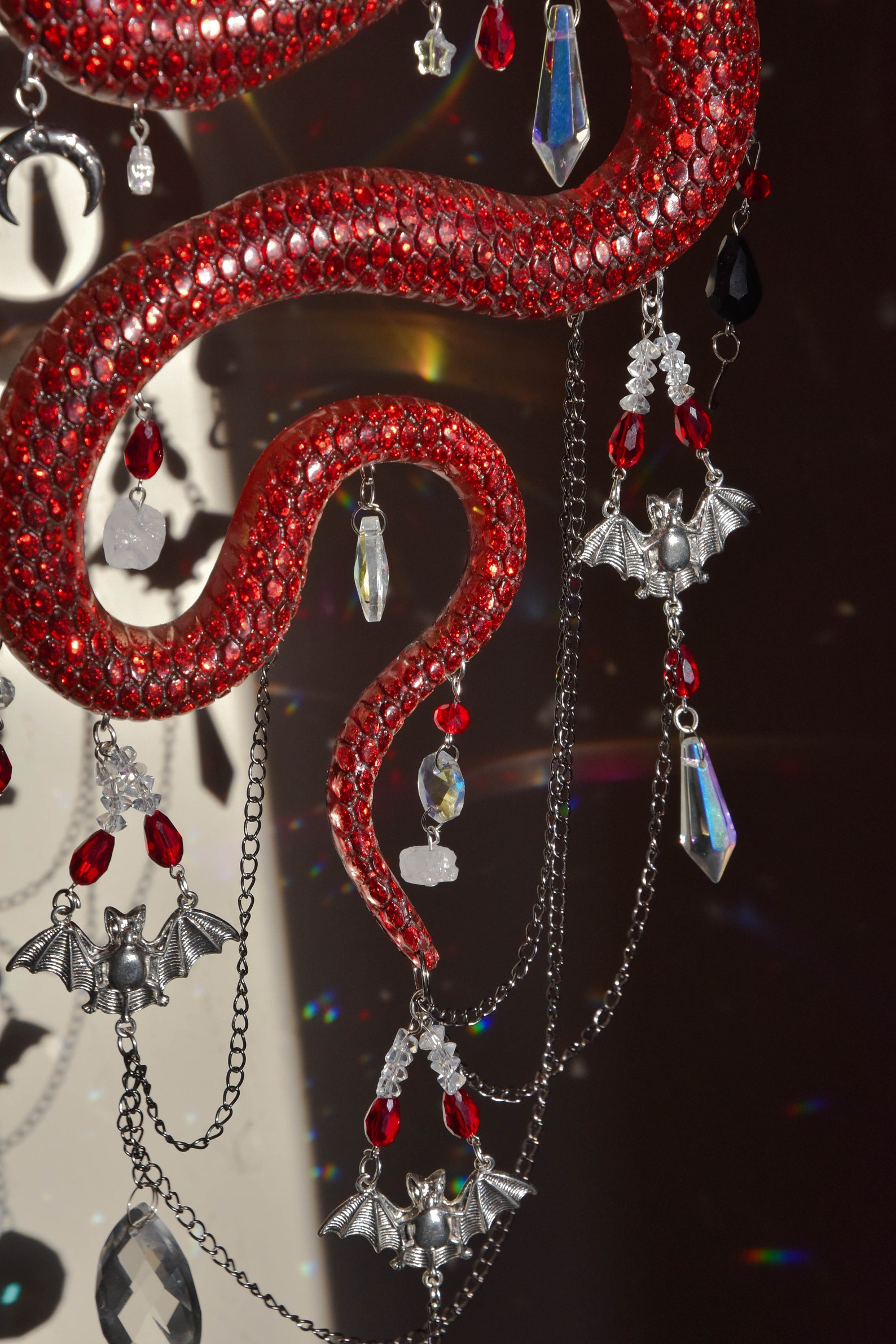 Red Vampire Sun Catcher, Snake Suncatcher, Gothic Bloody Decor, Crystal ...