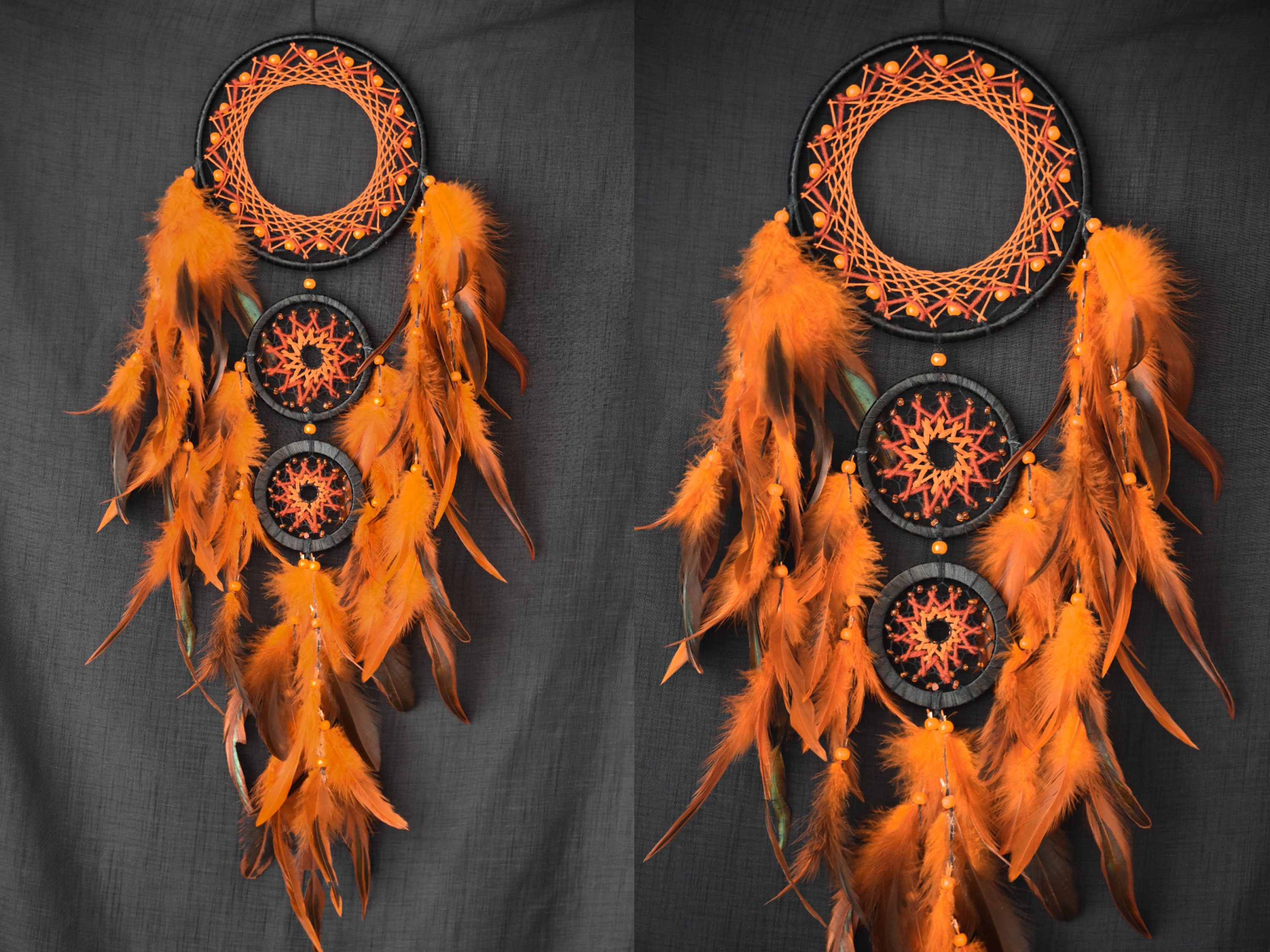 Dream Catchers Orange Dream Catcher Large Dreamcatcher Boho | Etsy