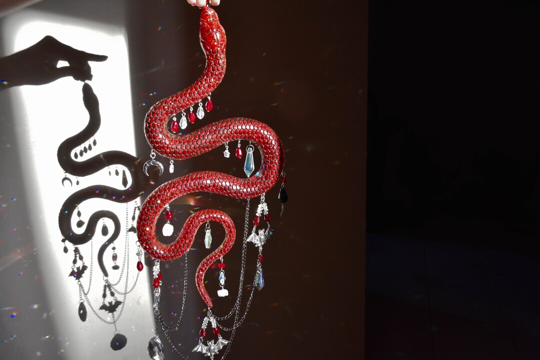 Red Vampire Sun Catcher, Snake Suncatcher, Gothic Bloody Decor, Crystal ...