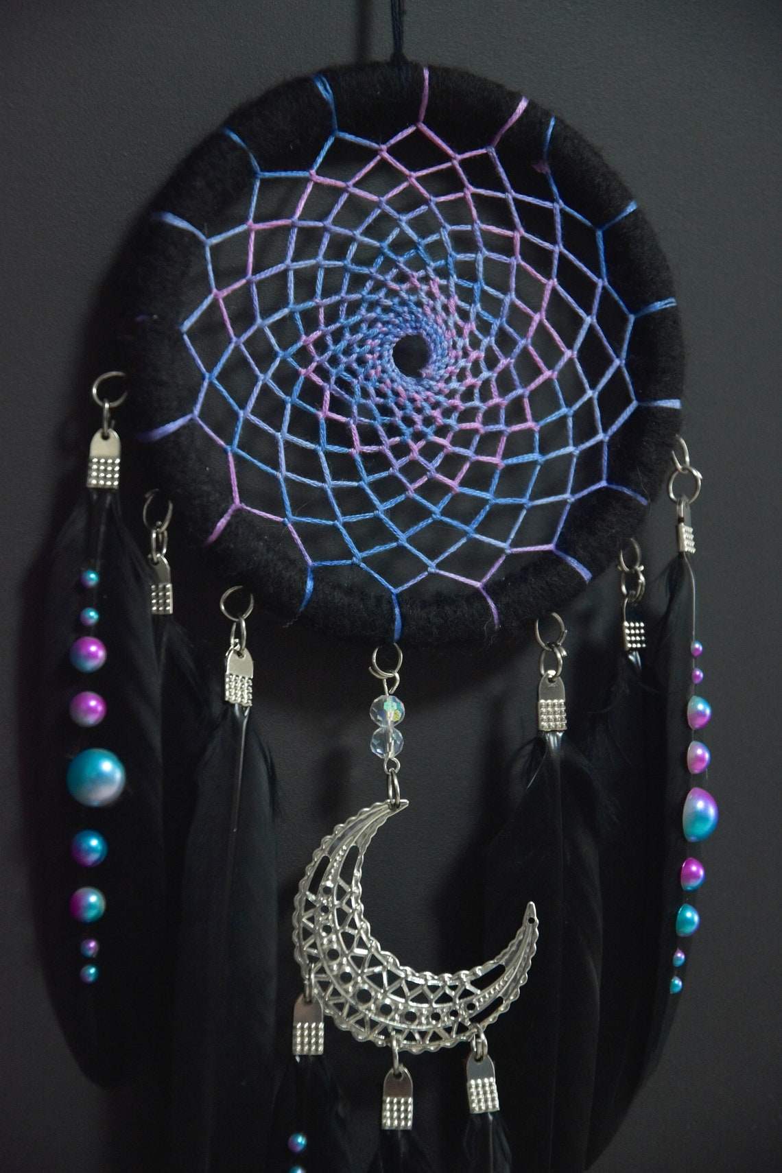 Small Galaxy Dream Catcher, Moon Car Charm, Black Dream Catcher, Gift ...