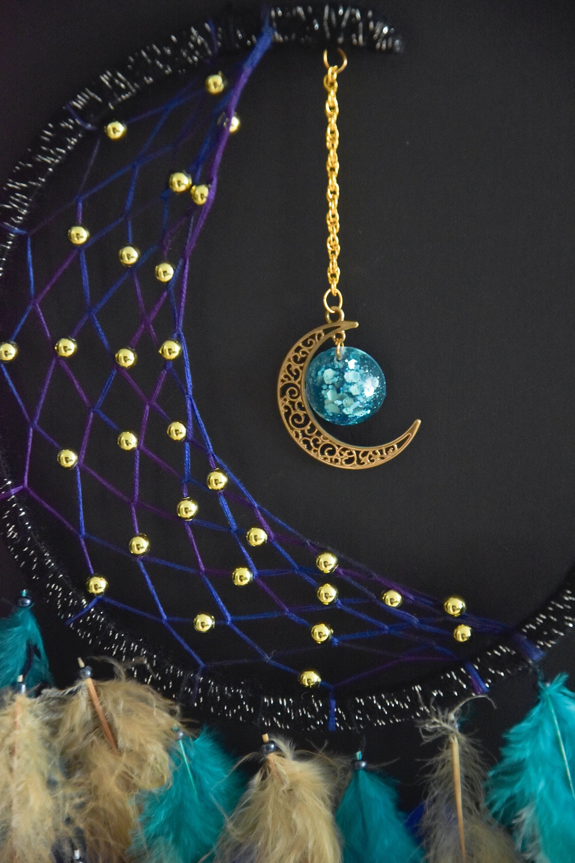 Crescent Moon Dream Catcher, Galaxy Dream Catchers, Blue and Beige Wall ...