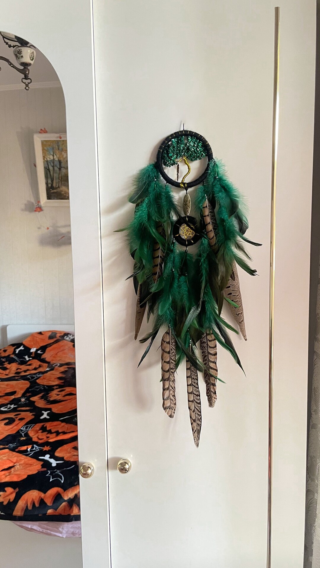 Emerald Tree of Life With Malachite, Green Dream Catcher, Home ...