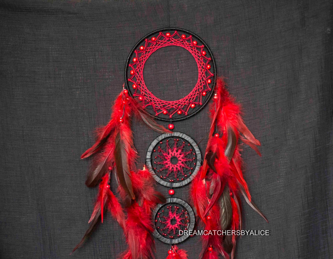 Dream Catchers Red Dream Catcher Large Dreamcatcher Boho Wall - Etsy