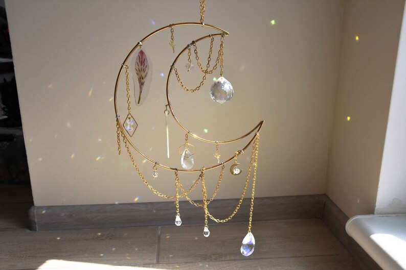 Moon Crystal Suncatcher Rainbow Prism Lunar Sun Catcher for - Etsy