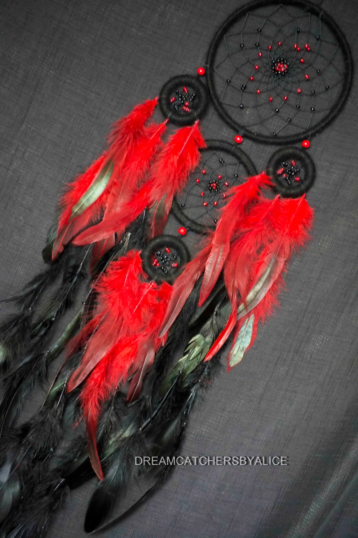 Large Red Dream Catcher Boho Wall Hanging Decor American - Etsy