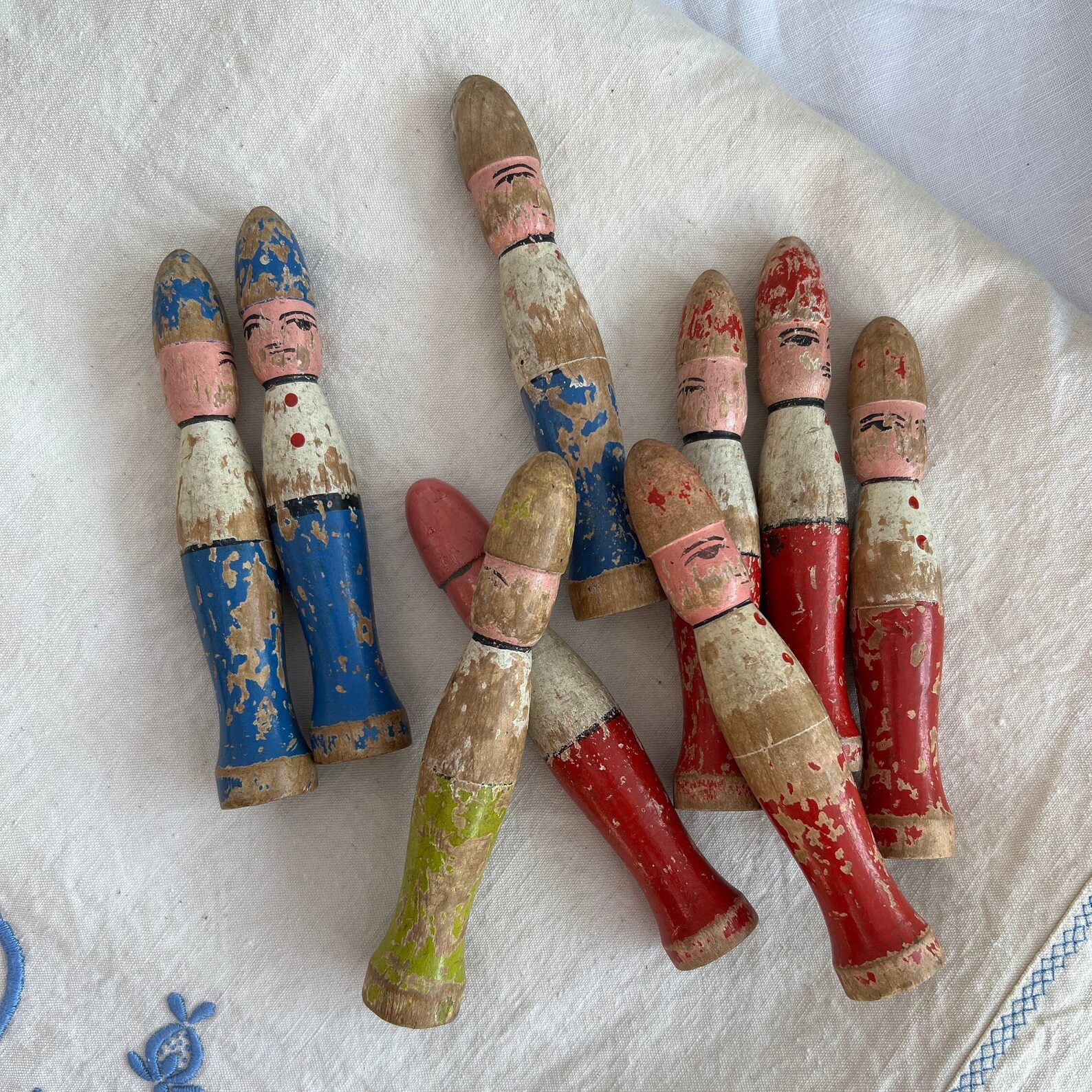 Charming Vintage Set of 9 Handpainted Skittles Game Quills - Etsy