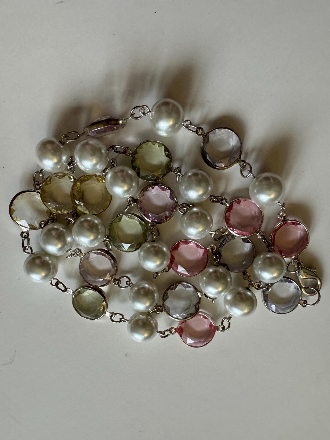 Vintage QVC Pastel and Feaux Pearl Beaded Necklace - Etsy