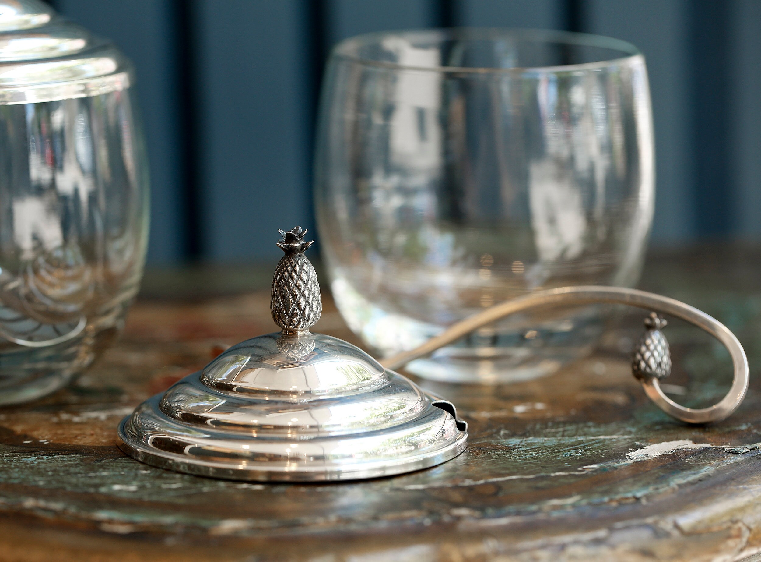 Vintage Cartier Sugar Condiment Bowls With Sterling Cover and Pineapple ...