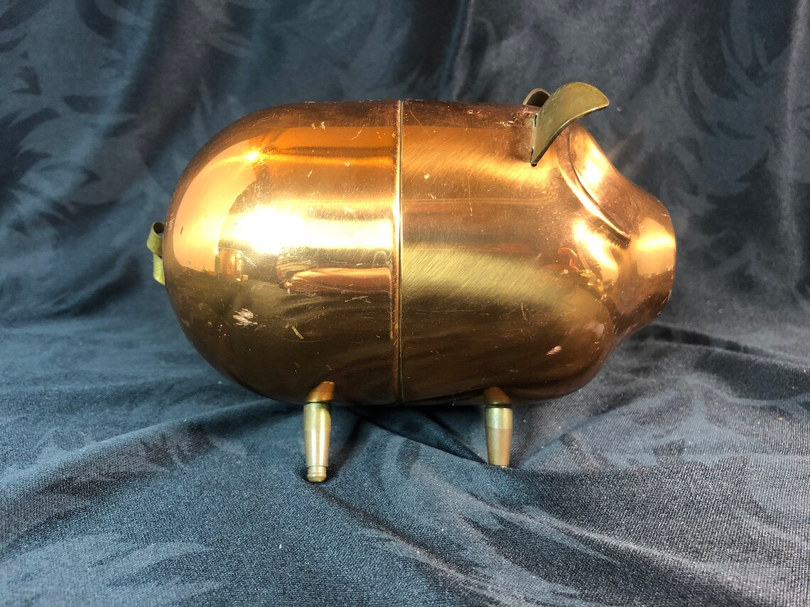 Copper Piggy Bank With Lenticular Mouth and Eyes Kawaii | Etsy