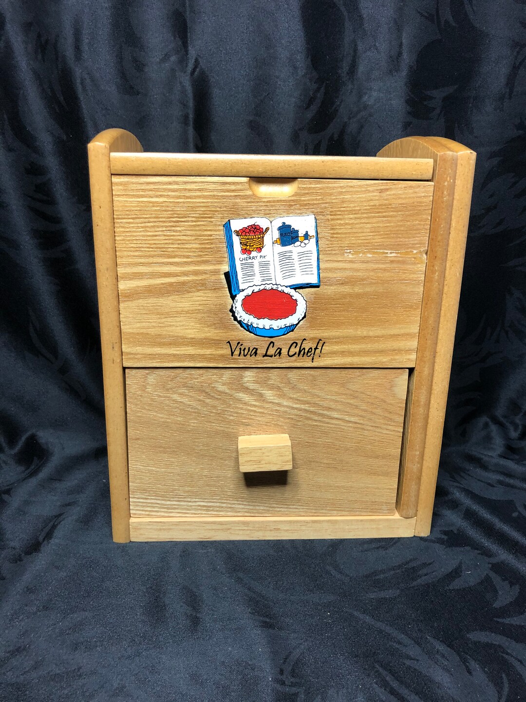 Viva La Chef Wood Recipe Box and Cookbook Holder - Etsy