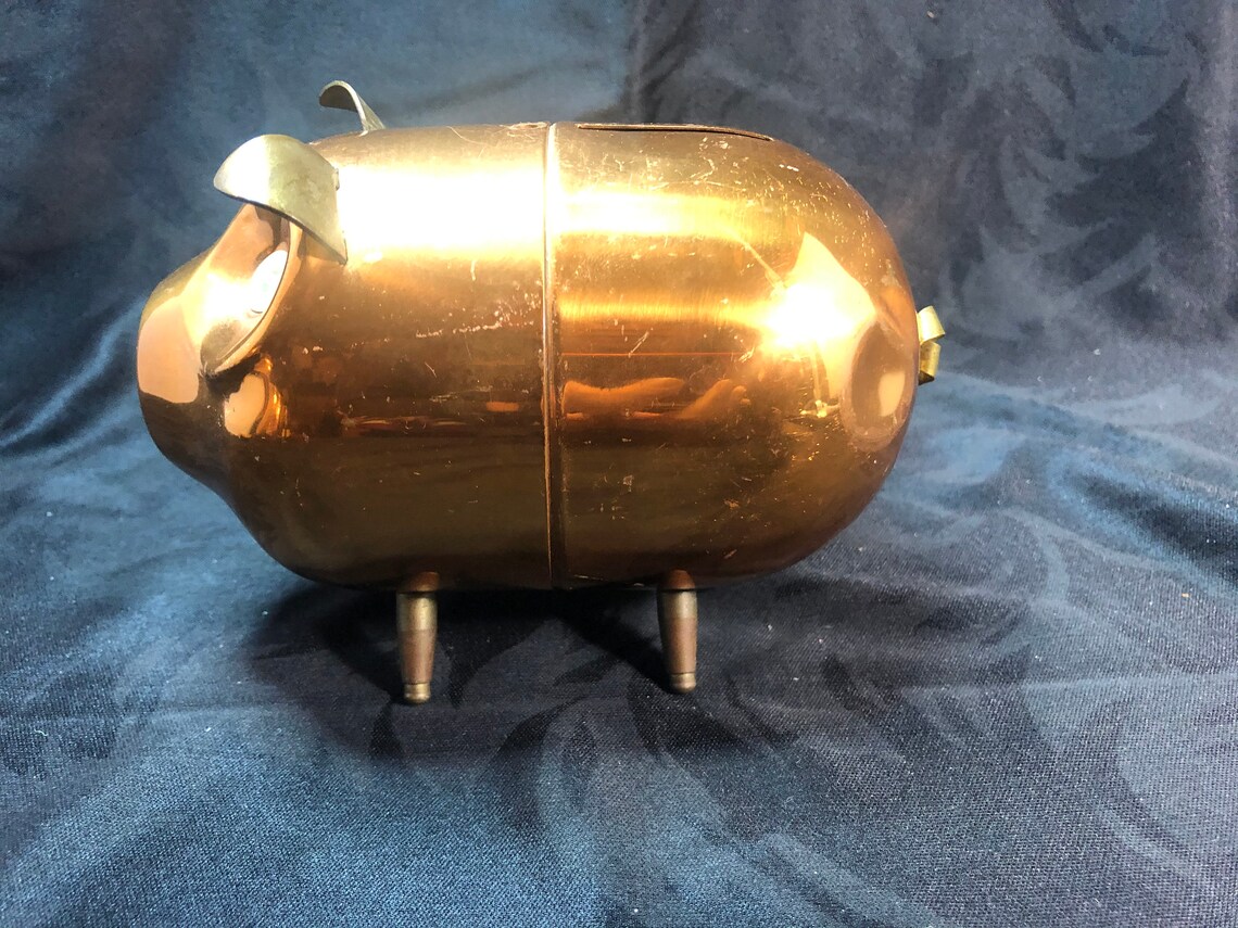 Copper Piggy Bank With Lenticular Mouth and Eyes Kawaii | Etsy