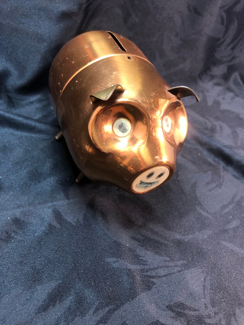 Copper Piggy Bank With Lenticular Mouth and Eyes, Kawaii - Etsy