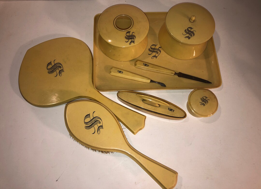 Vintage 14 Piece Ivory Vanity Dresser Set With Monogram - Etsy