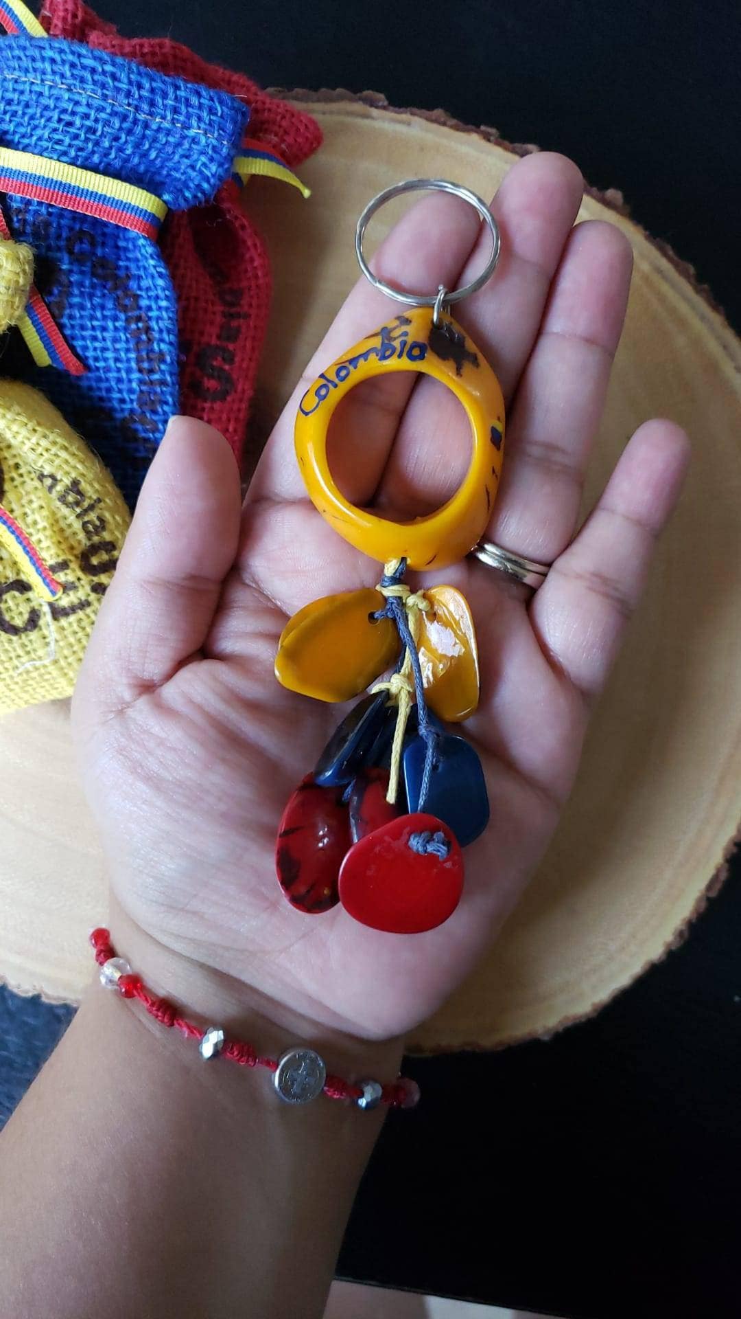 Colombia Flag Colors Tagua Nut Keychain, Patriotic Keychain, Llavero De ...
