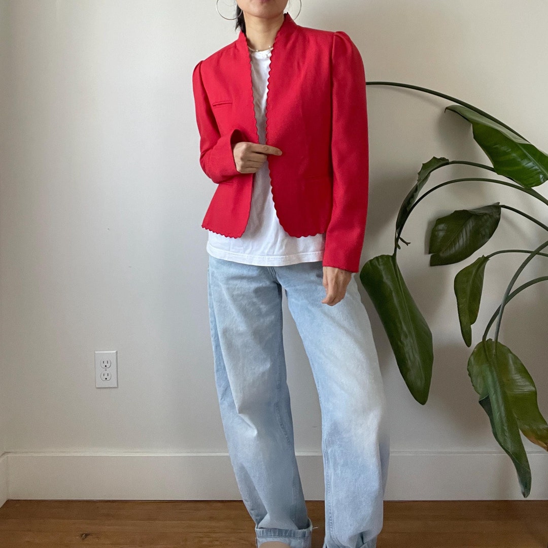Minimal Red Cropped Fully Lined Blazer / Career Blazer / Fits Like S-m ...