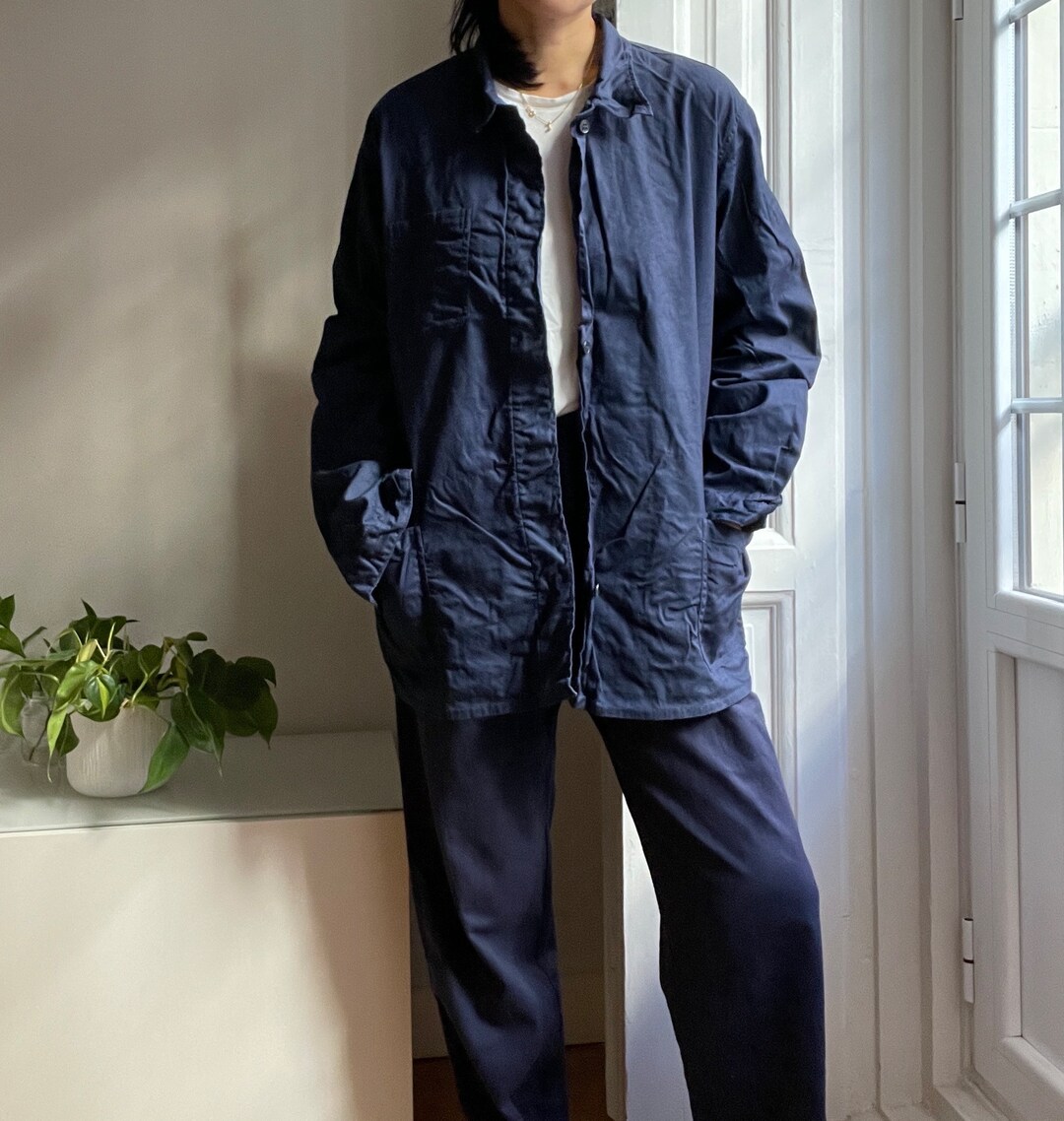 Vintage Indigo Chore Jacket: French Workwear Shirt, Fits L - Etsy