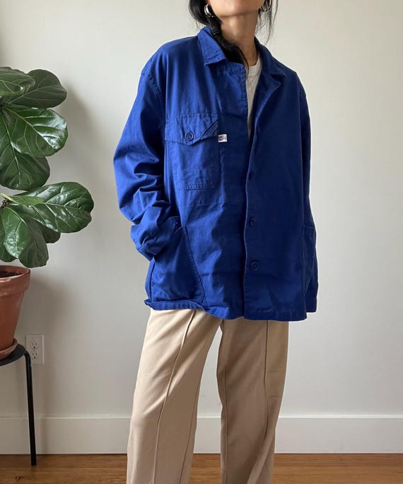 vintage cobalt blue European chore coat jacket / fits… - Gem