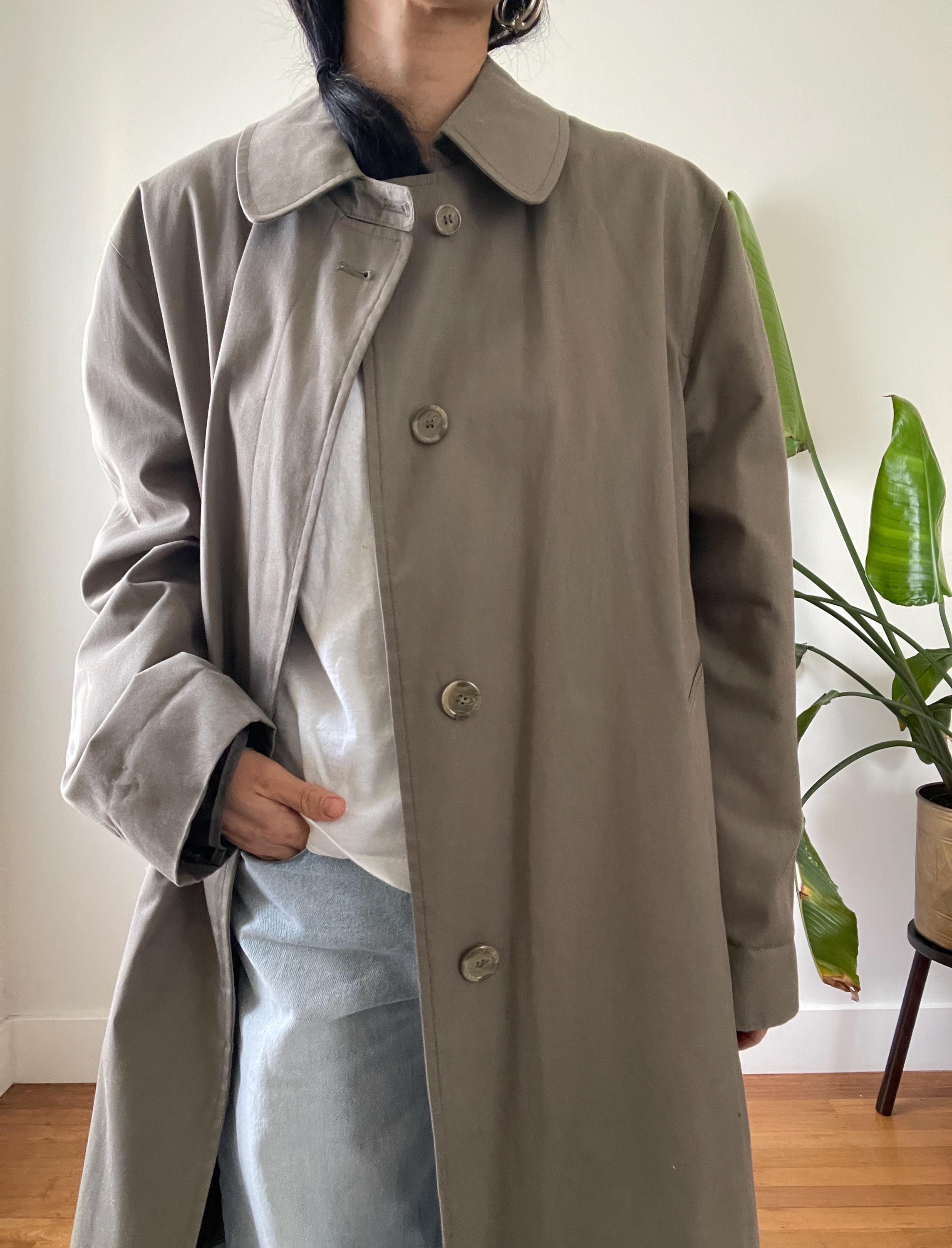 90s Khaki Long Overcoat / Trench Coat / Lined / Size 40 - Etsy