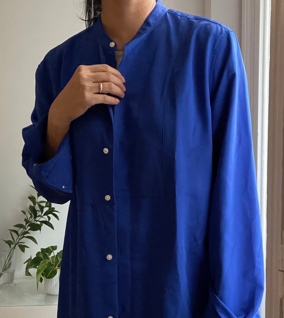 Minimal Royal Blue Tunic Blouse Shirt / Ralph Lauren / Size XL - Etsy