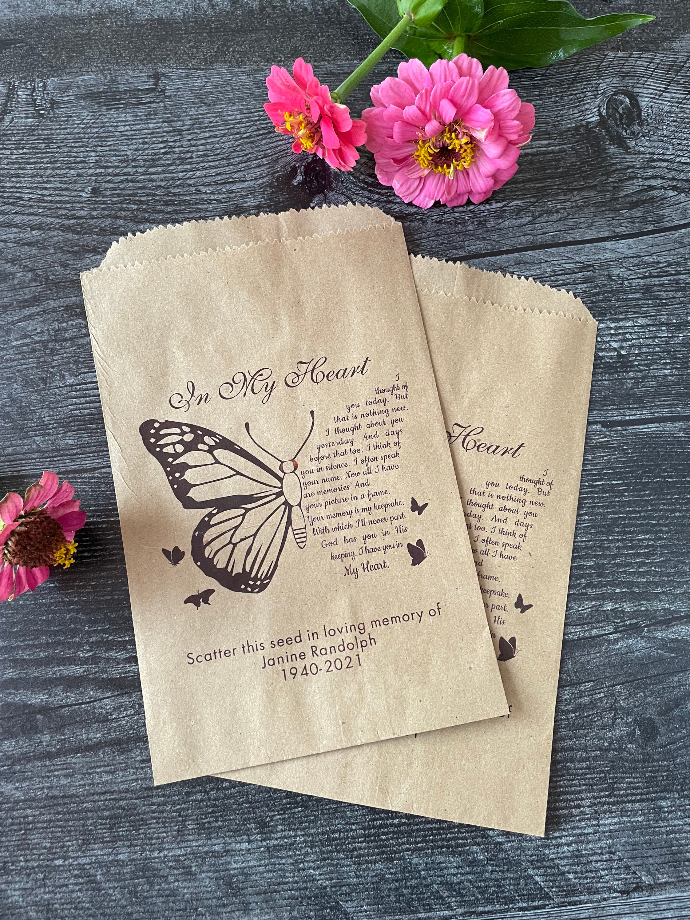 Butterfly Memorial Favor Bags: Custom Funeral Remembrance Keepsake - Etsy