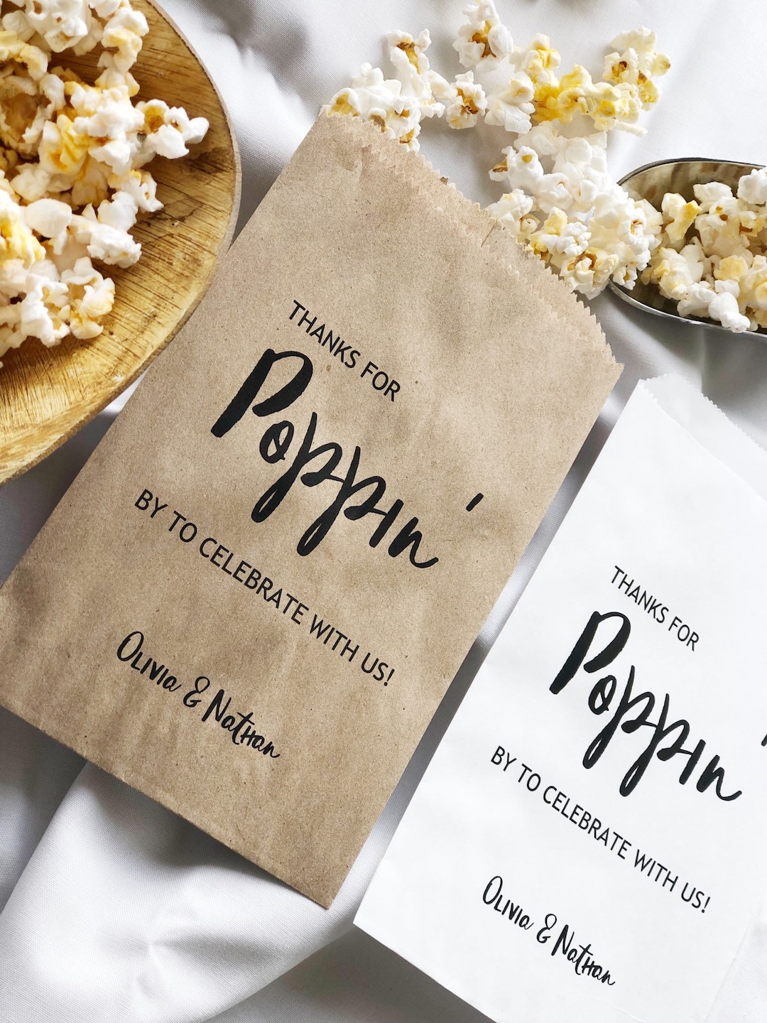 Wedding Popcorn Favor Bags: "thanks for Poppin' By" Treat Bags - Etsy