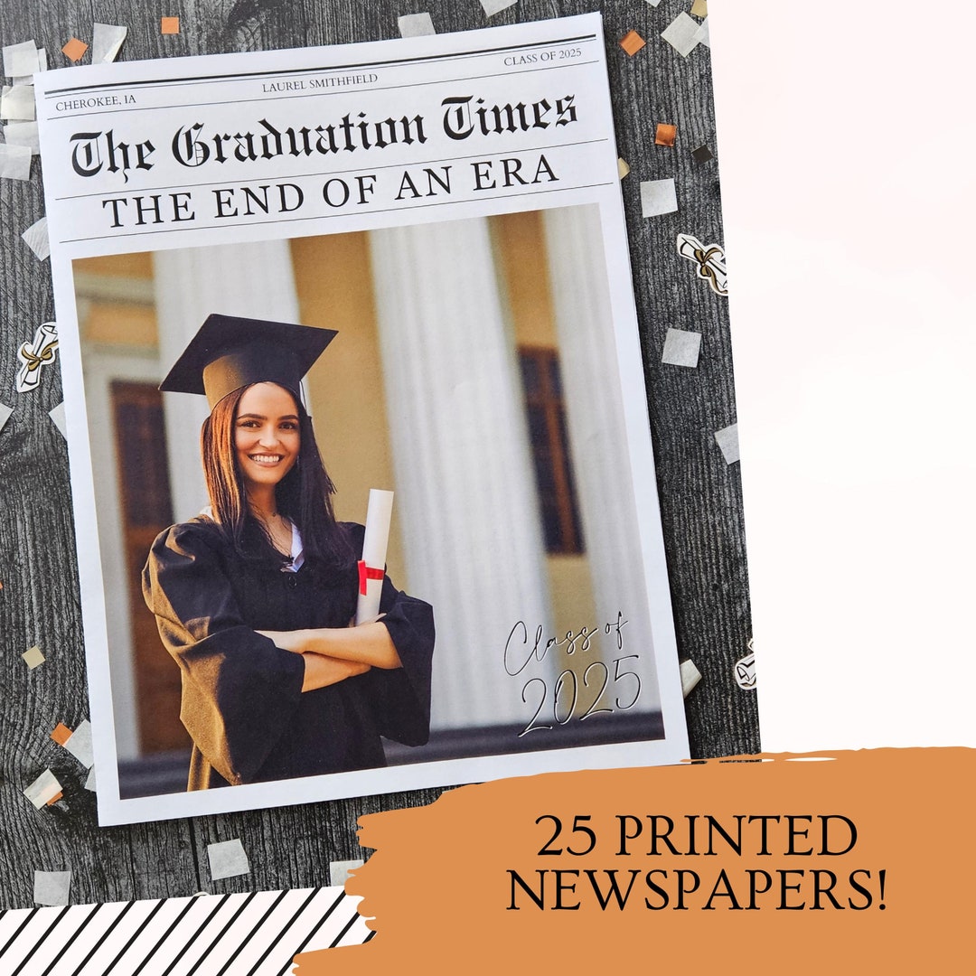 Graduation Decorations, Grad Party Idea. Newspaper, Editable Newspaper ...