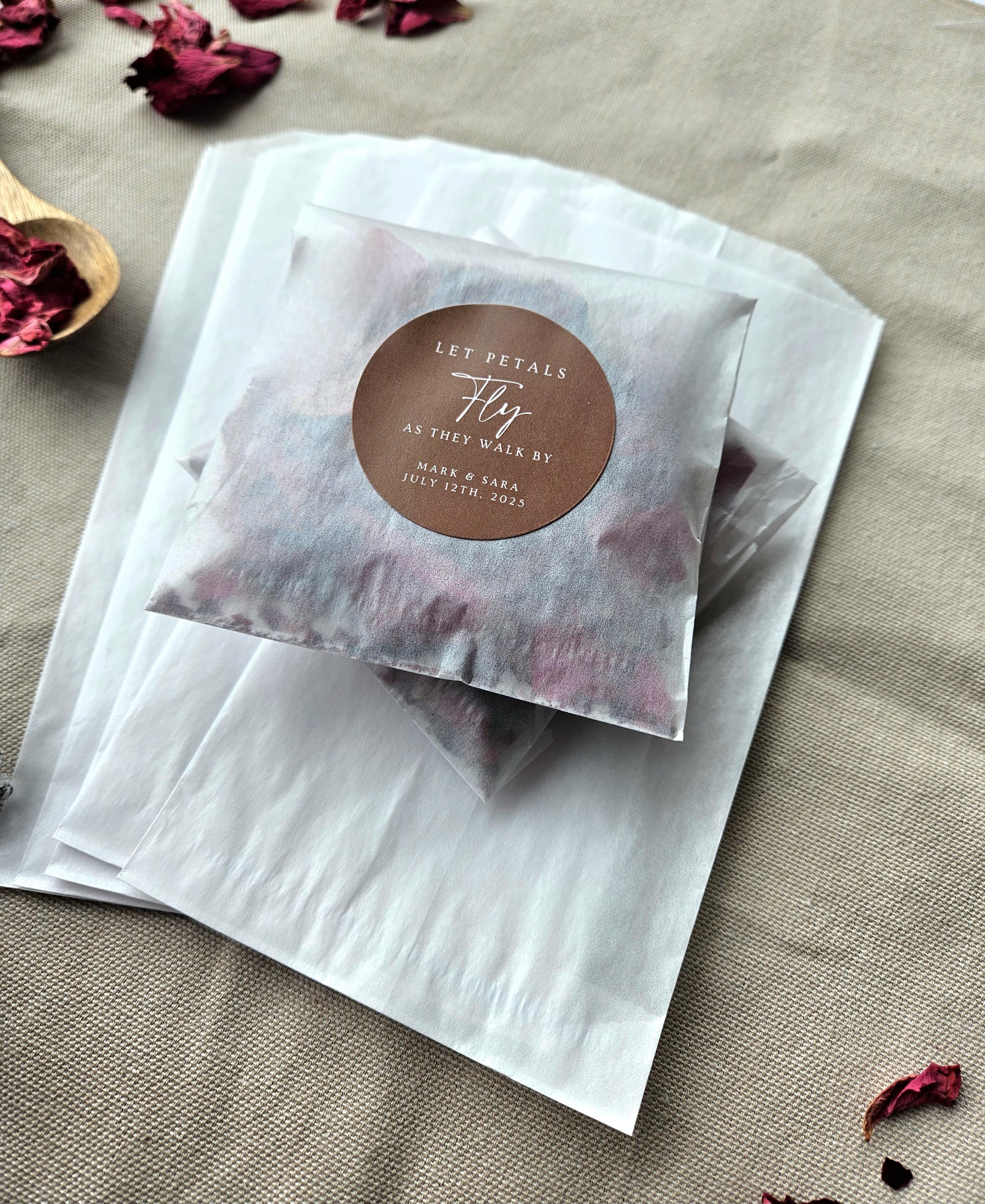 Wedding Petal Toss Bags & Sticker Set 'let Petals Fly as They Walk By ...