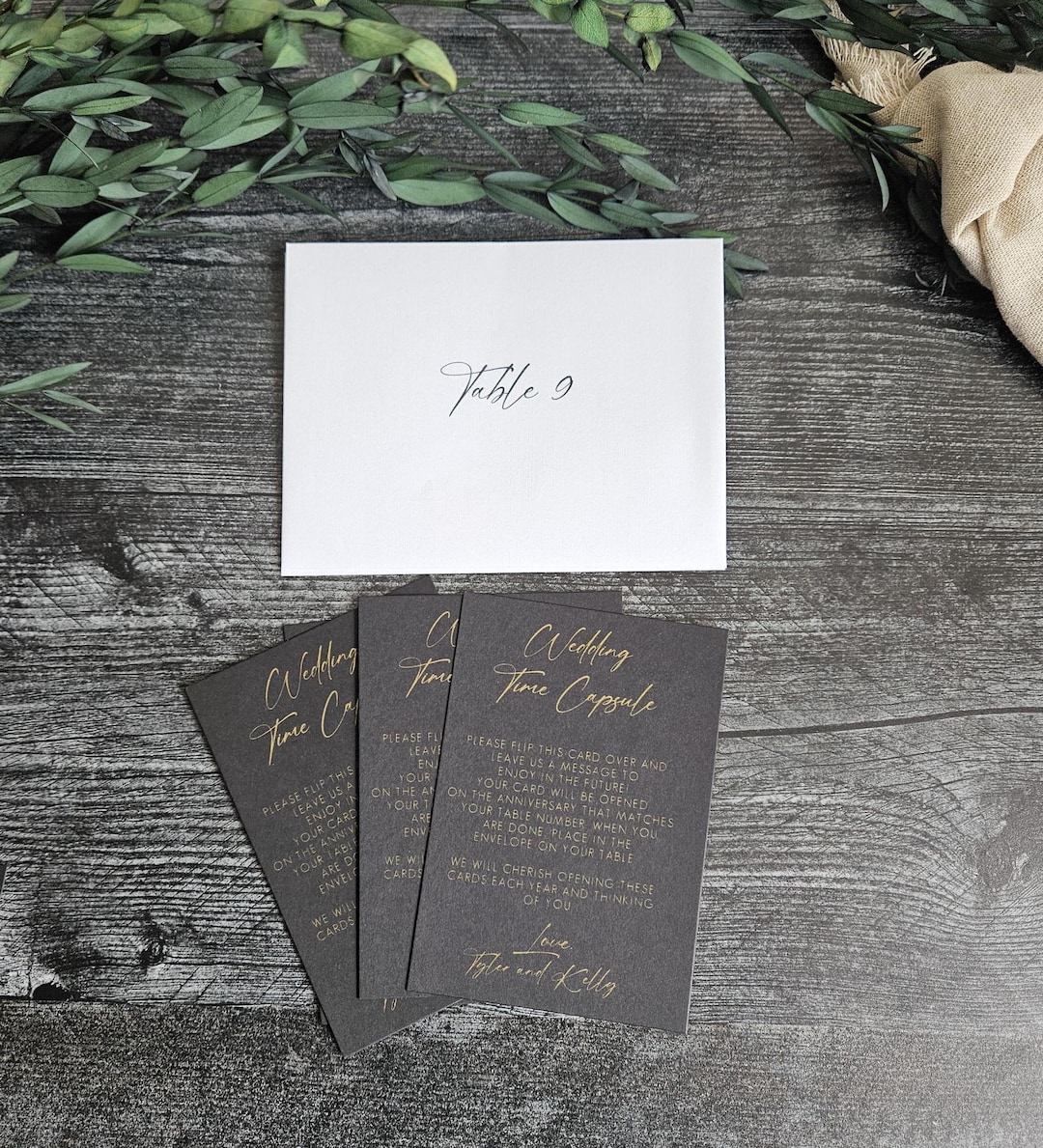 Metallic Time Capsule Cards Plus Table Numbered Envelopes, Wedding Time ...