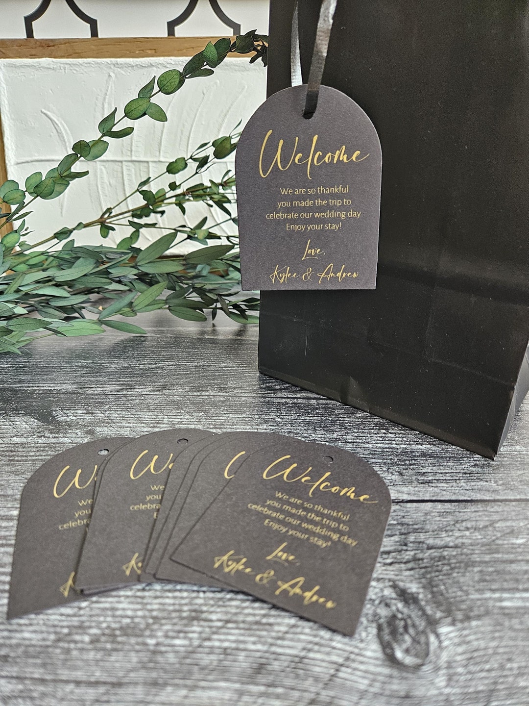 Metallic Wedding Welcome Bag Tags: Boho Arch Gift Tags (set of 24) - Etsy
