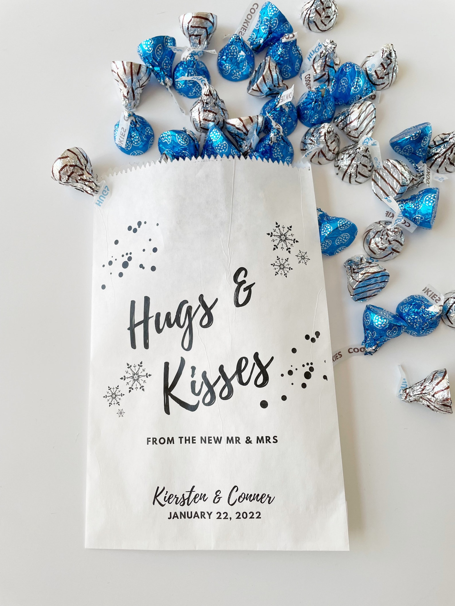 Winter Wedding Favor Hershey Kiss Goodie Bags Hugs and - Etsy