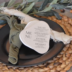 Unique Wedding Menus - Modern Vintage Printed Menus - Abstract Pebble ...