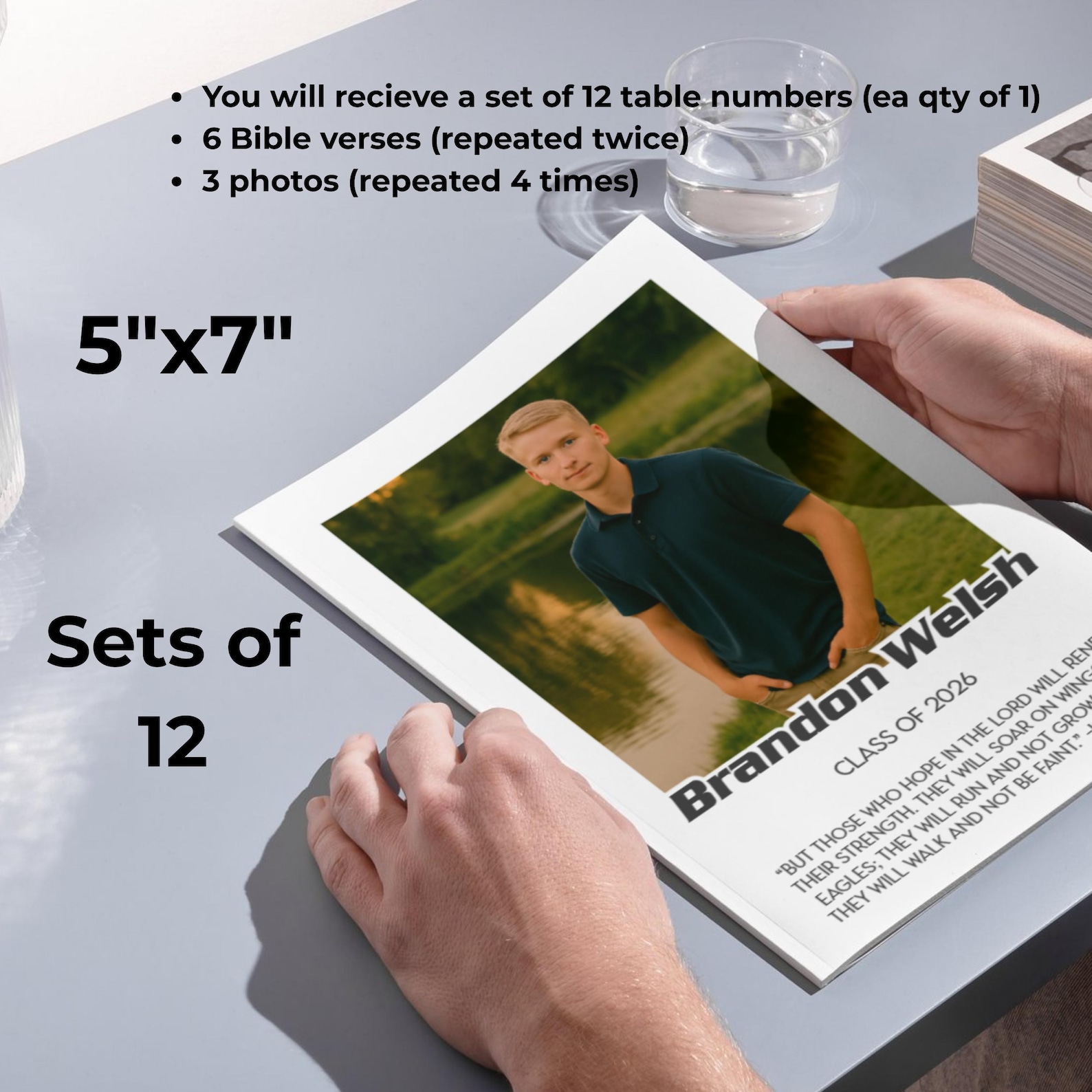 Guy Graduation Centerpiece Idea, Christian Bible Verse and Photo Table ...