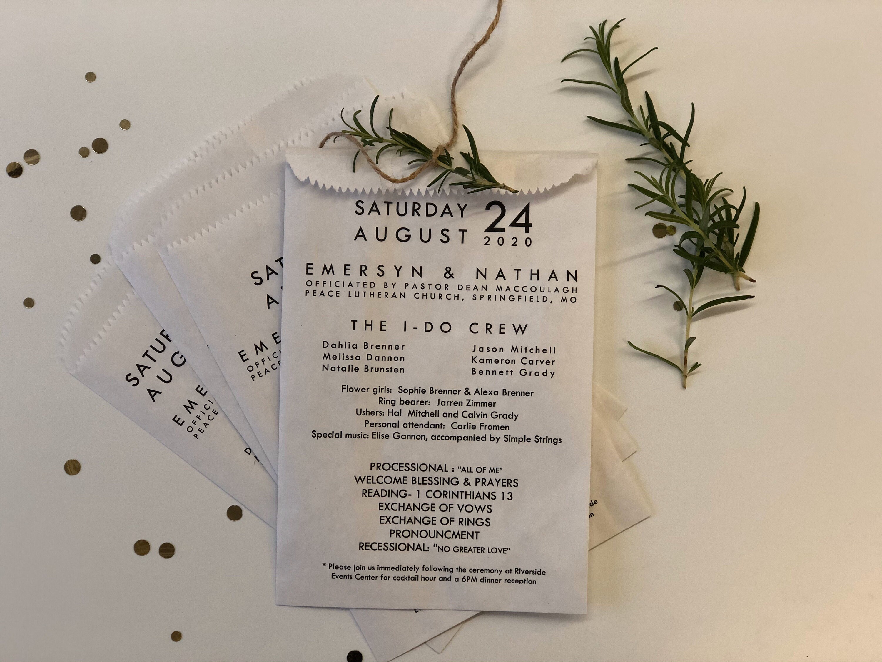 Modern Wedding Program Bags Confetti or Petal Toss Bag | Etsy