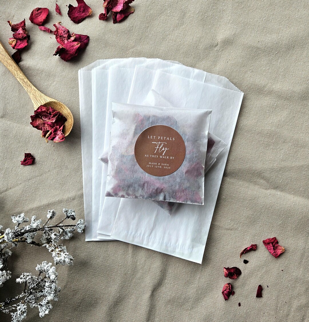 Wedding Petal Toss Bags & Sticker Set 'let Petals Fly as They Walk By ...