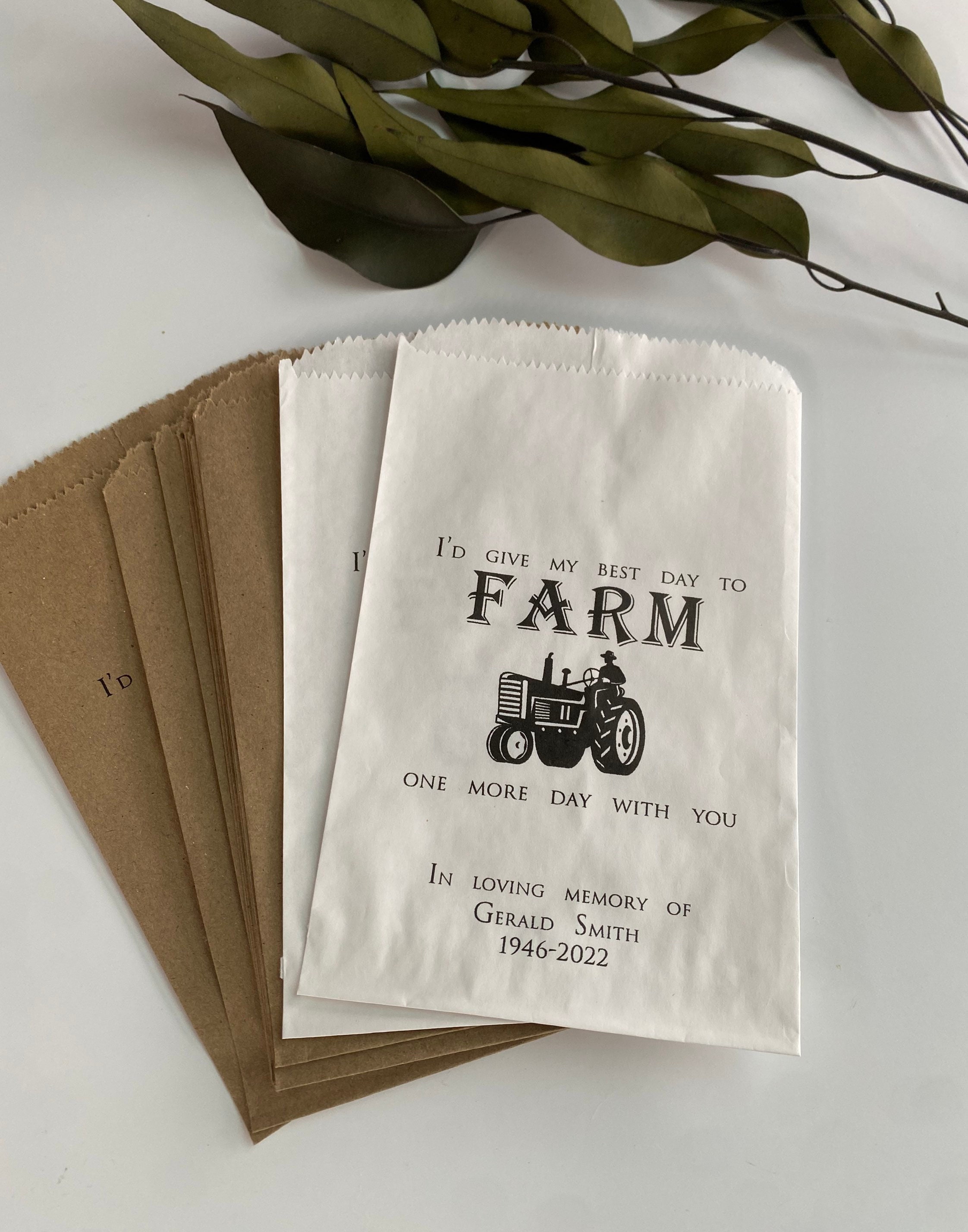 Farmer Memorial Favor Bags: Celebration of Life, Remembrance Gift - Etsy