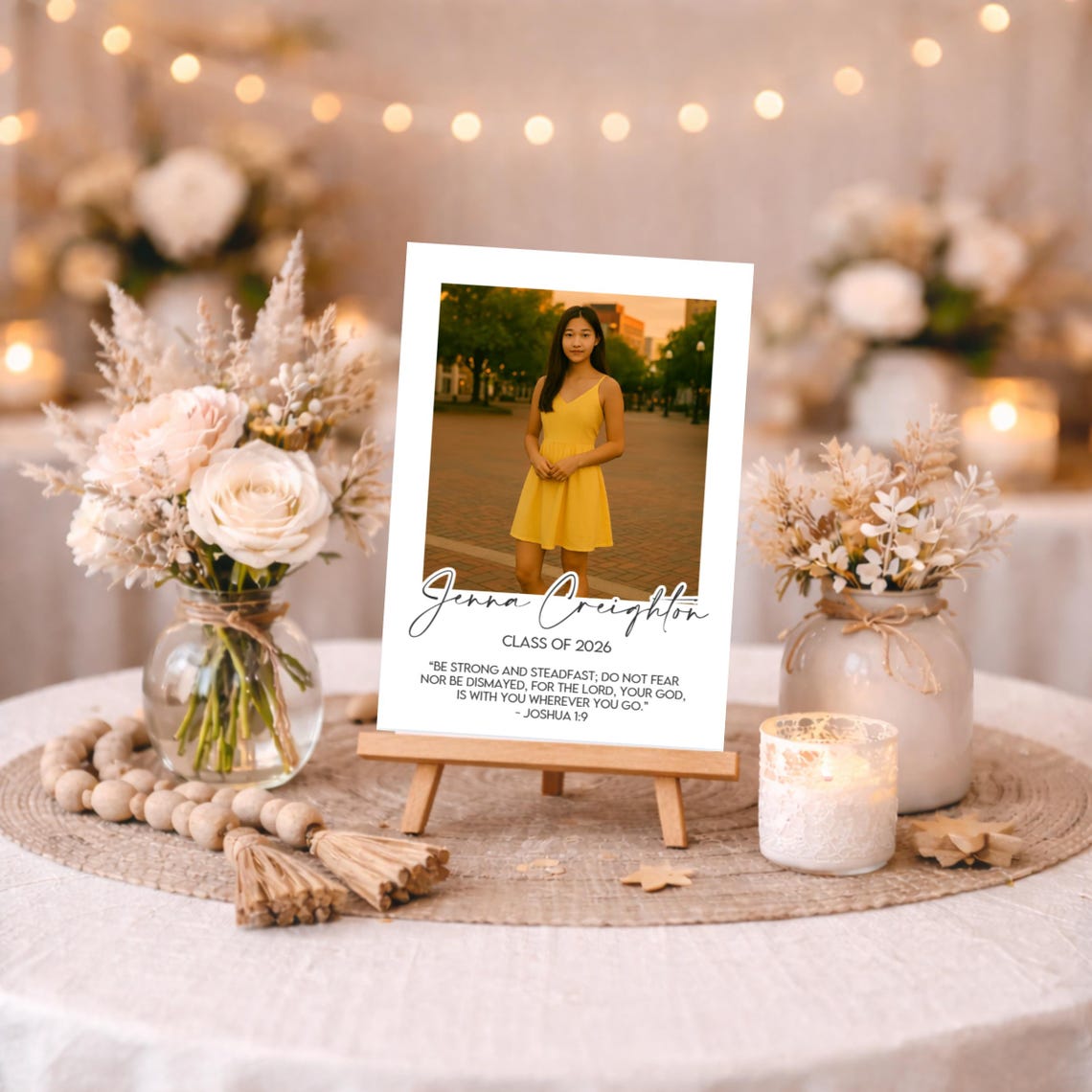 Guy Graduation Centerpiece Idea, Christian Bible Verse and Photo Table ...