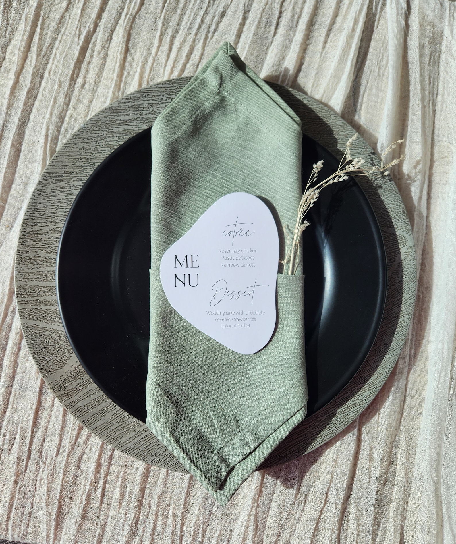 Unique Pebble Shaped Wedding Menu Modern Printed Menus Abstract Shape ...