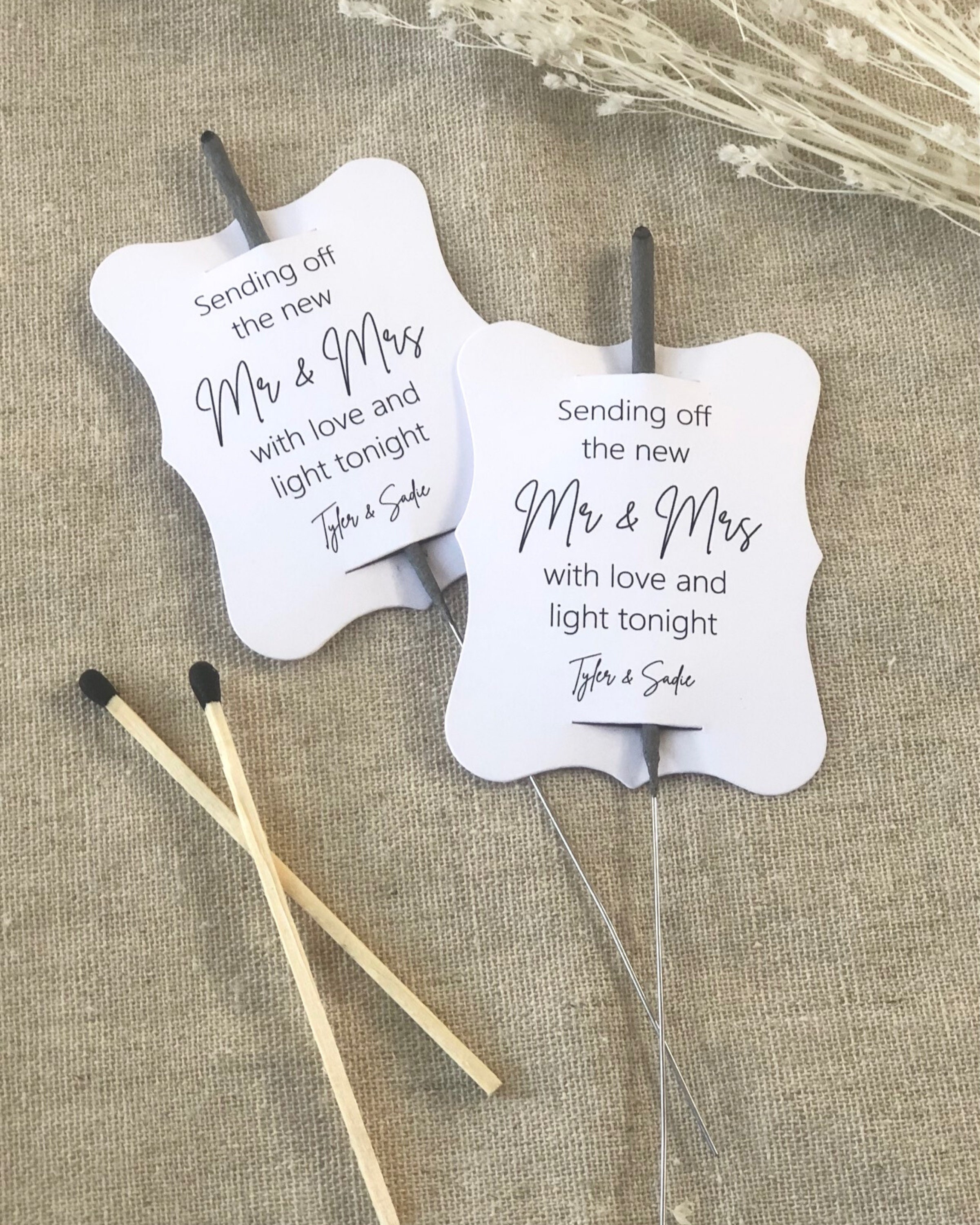 Wedding Sparkler Tag Custom Sparkler Tags Love & Light | Etsy