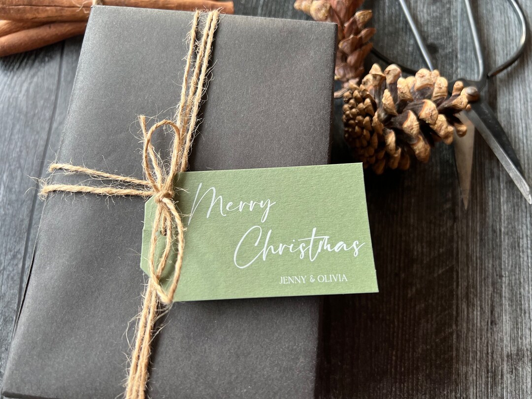 Sage Green Holiday Tags, Merry Christmas Present Tags, Personalized ...