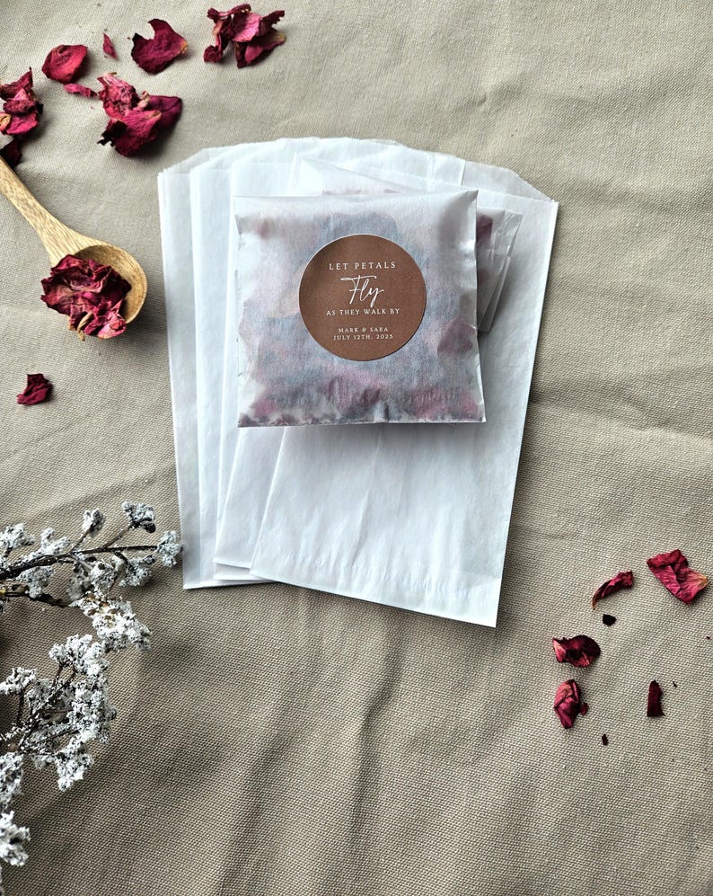 Wedding Petal Toss Bags & Sticker Set 'let Petals Fly as They Walk By ...