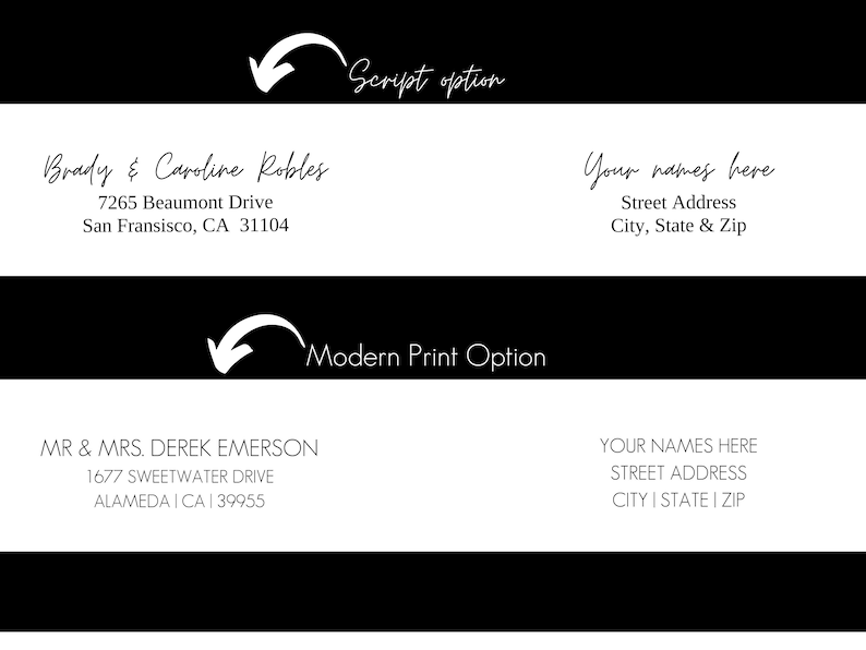 Printed Wrap Around Wedding Address Labels Envelope - Etsy