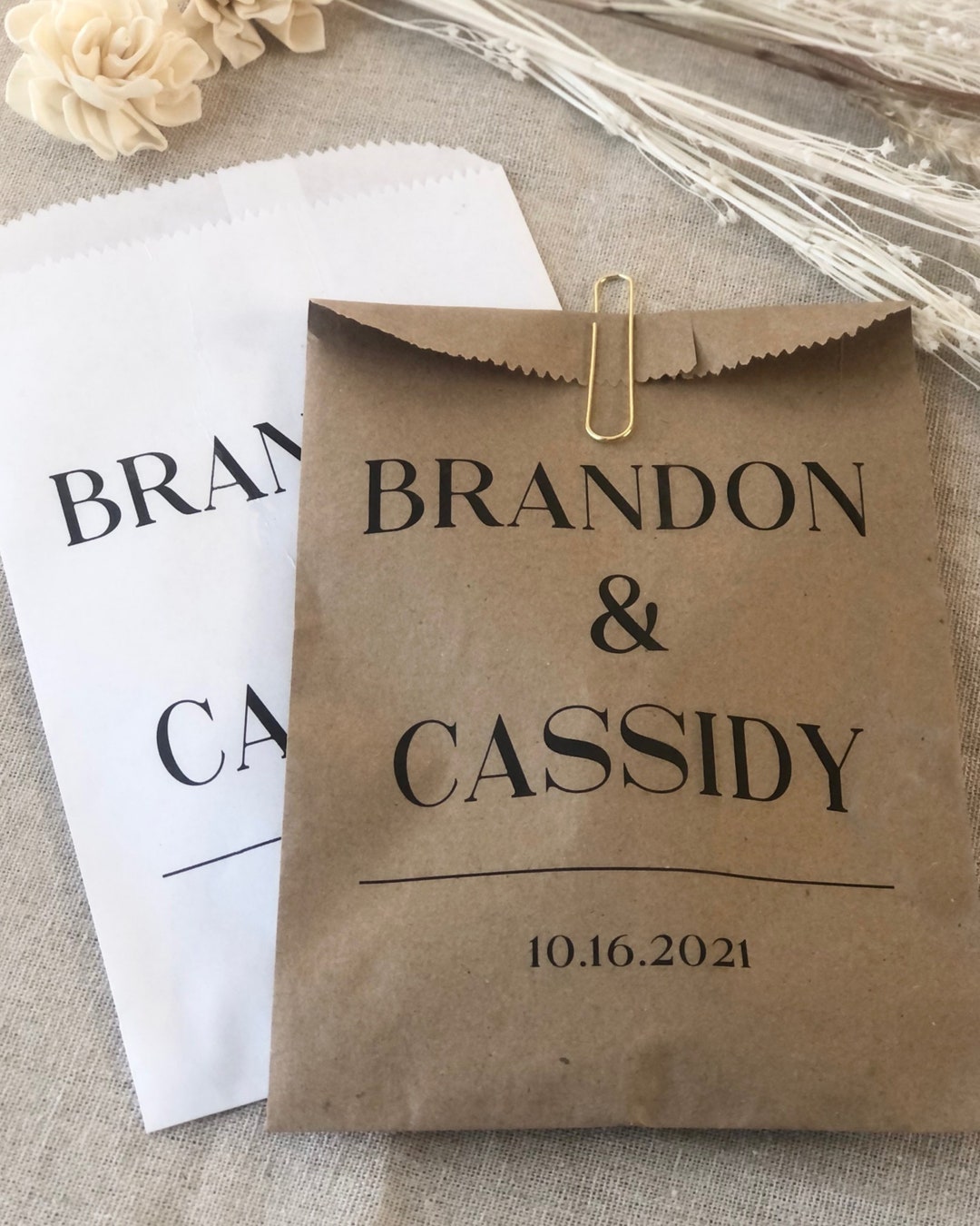 Simplistic Wedding Favors, Modern Name Favor Bag, Custom Treat Bag ...