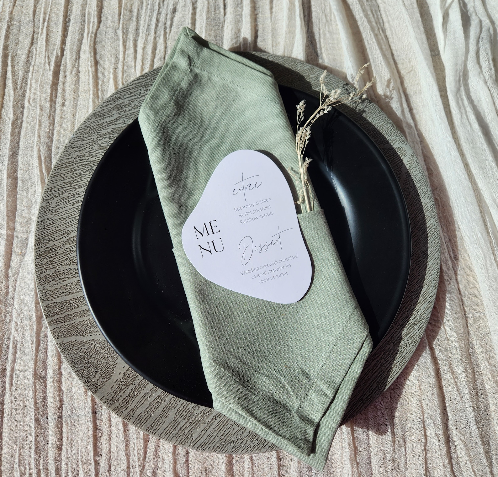 Unique Pebble Shaped Wedding Menu Modern Printed Menus Abstract Shape ...