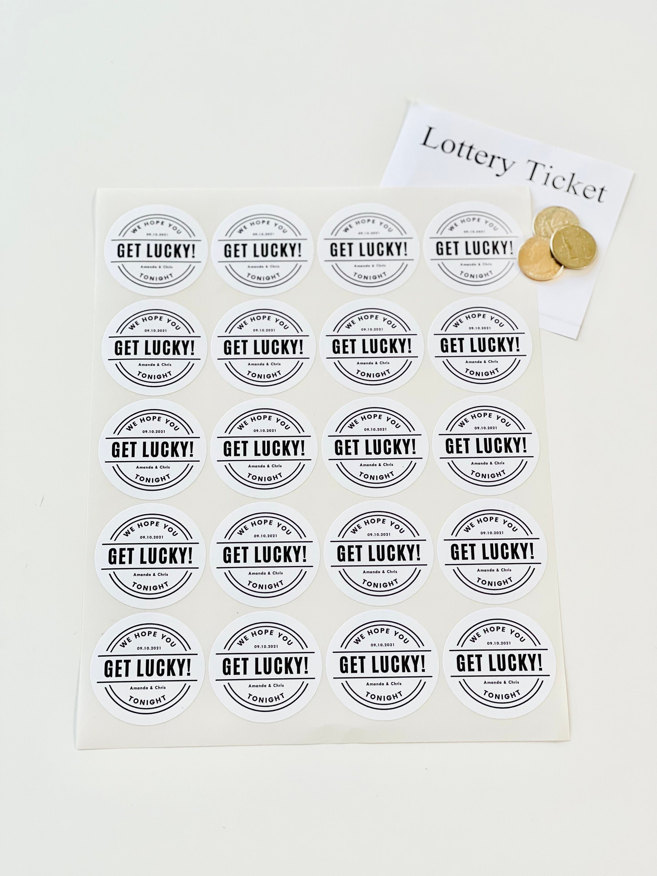 Get Lucky Stickers Lottery Ticket Favor Seal Personalized | Etsy