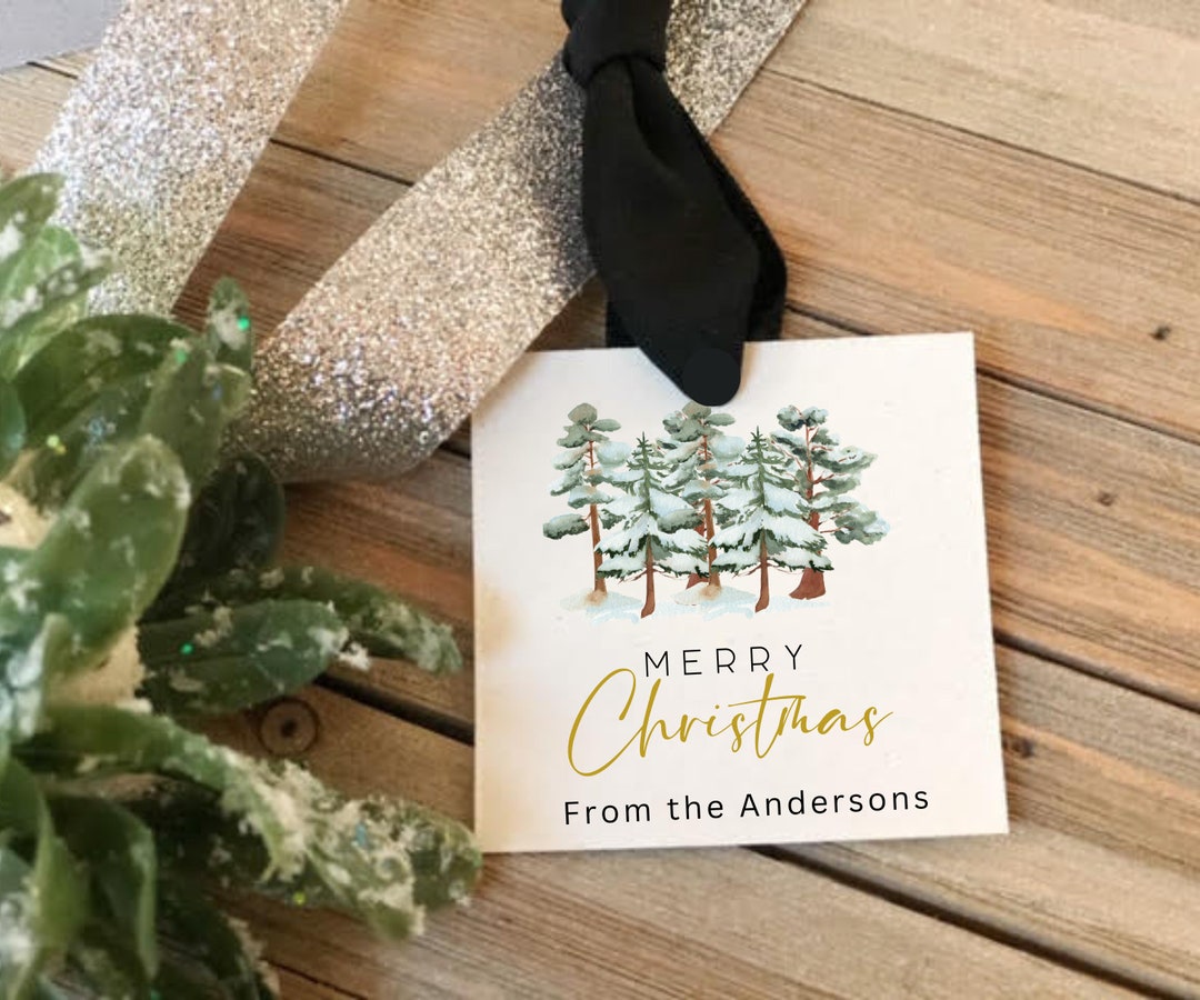 Merry Christmas Square Tree Holiday Tag - Christmas Tree Tag ...