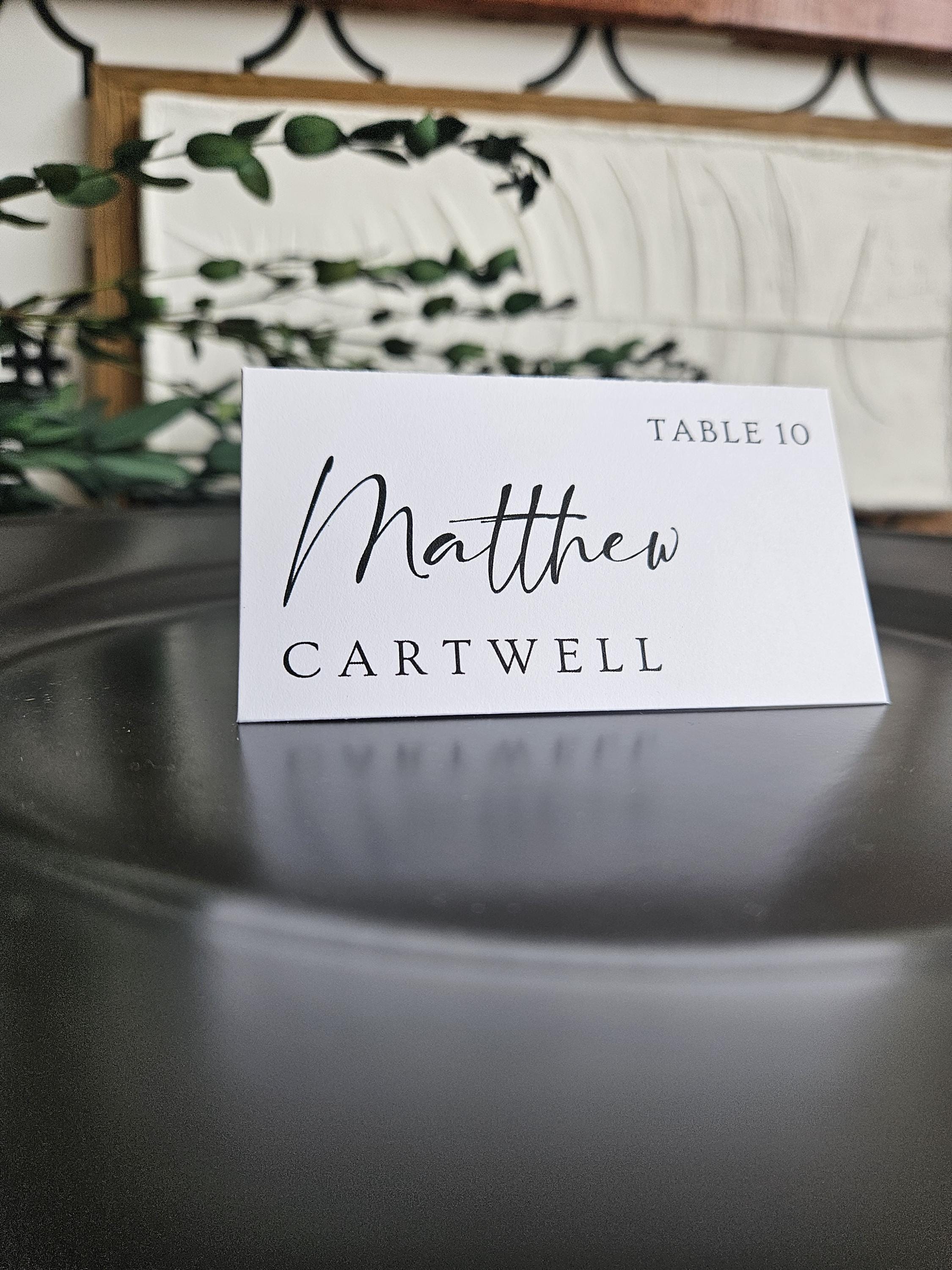 Custom Wedding Place Cards in Gold Metallic Ink With Table Numbers ...