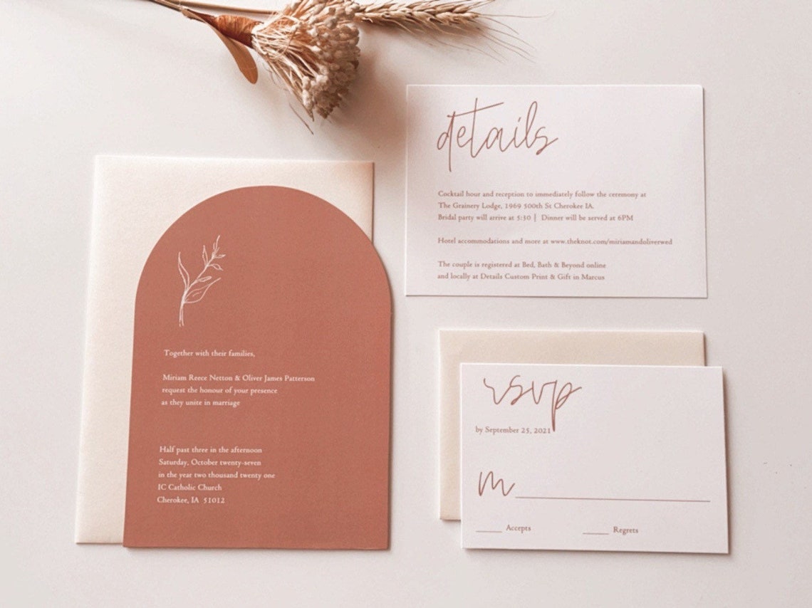 Invitation Printing Service Plus Arch Shaped Invitation | Etsy