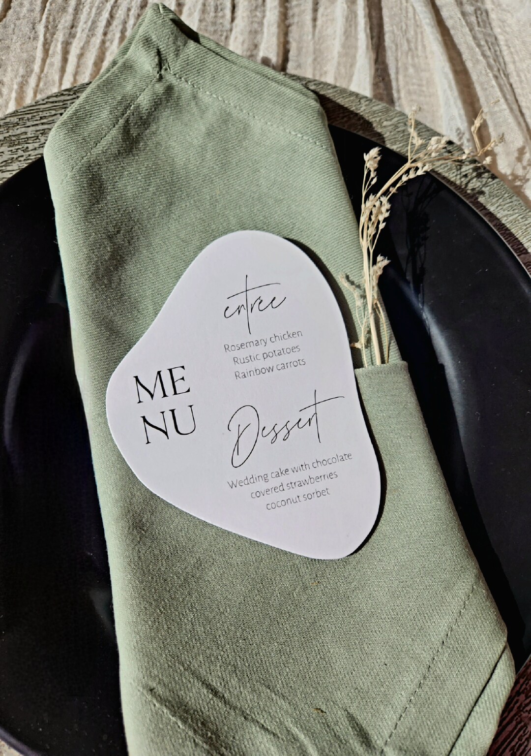 Unique Pebble Shaped Wedding Menu - Modern Printed Menus - Abstract ...