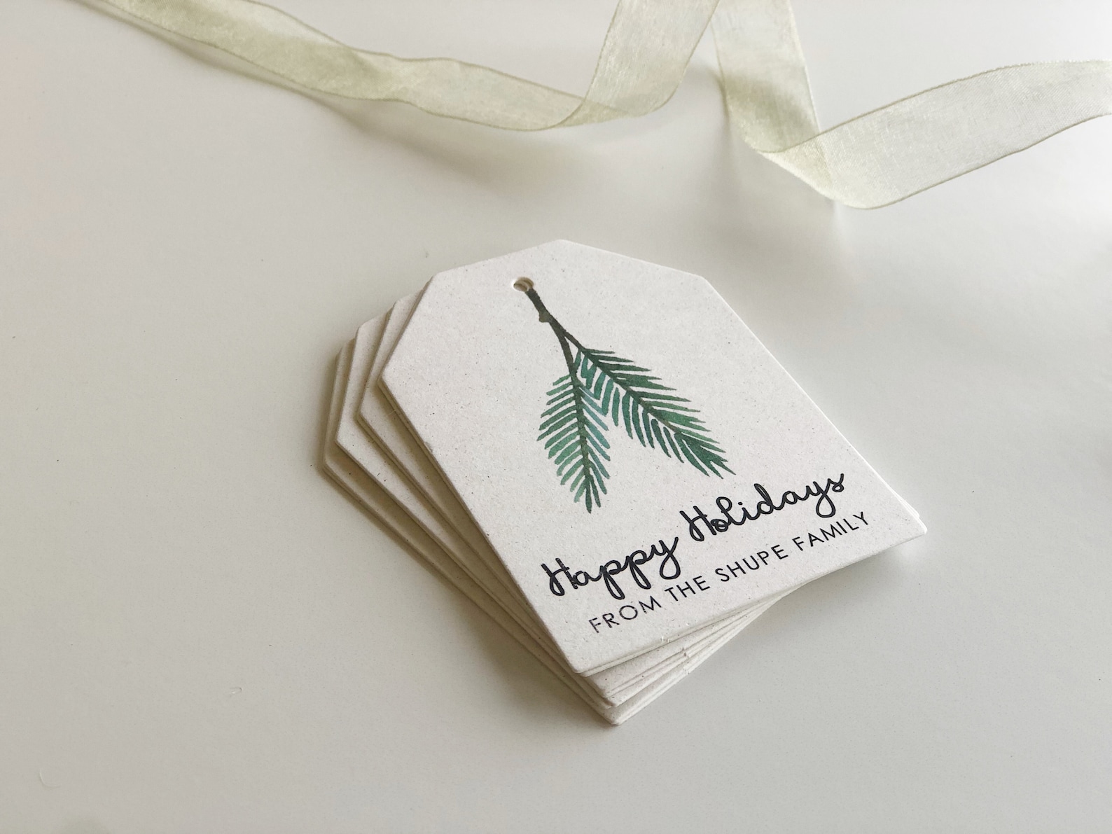 Minimalist Greenery Holiday Gift Tags Printed Personalized | Etsy