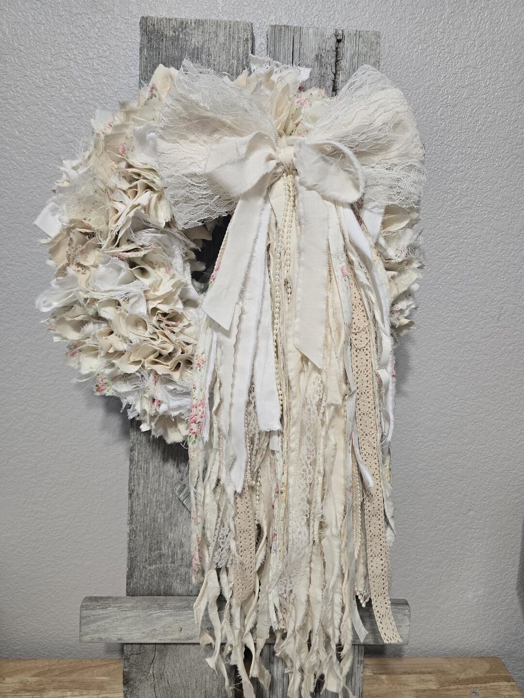 Shabby Chic Wreath \ Rag Wreath \ Shabby Rag Wreath \ Door Wreath ...